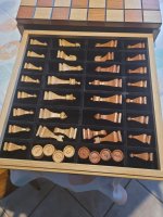 Chess/Checker board with pieces/storage drawer | Family Woodworking